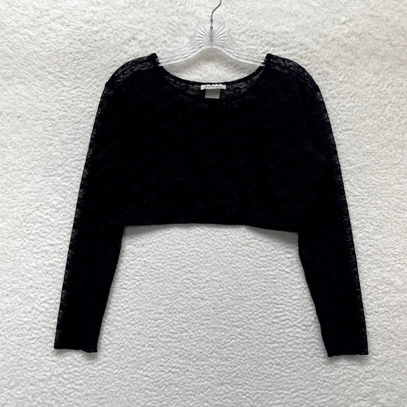 Cw Classics | Tops | Y2k Vintage Sheer Lace Crop Top L Large Black ...